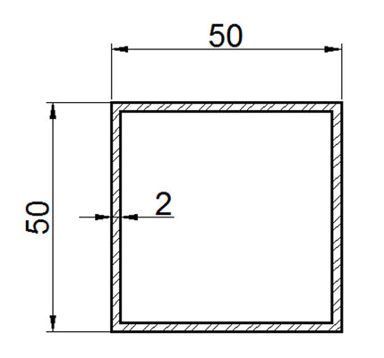 50mm Aluminum Alloy Square Tubing 2mm Thickness Mill Finish 6063 T5