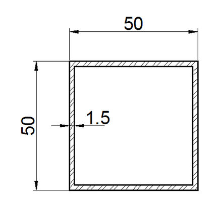 50mm Aluminum Alloy Square Tubing 1.5mm Thickness Mill Finish 6063 T5