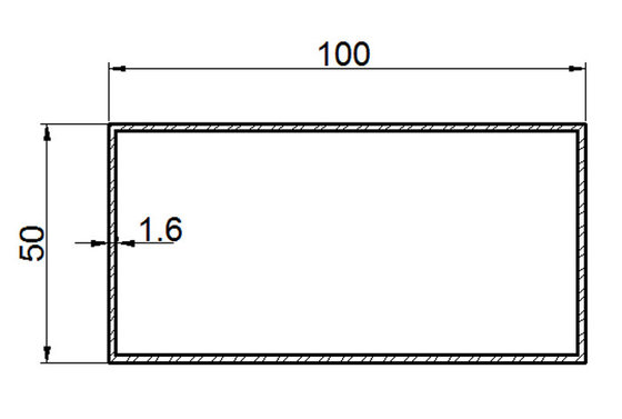 100mm x 50mm Aluminum Tubing for Industrial Usage 1.6mm Wall Thickness 6063 T5