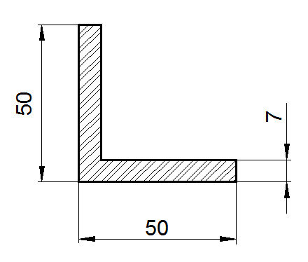 Anodized Aluminum Equal Angle in Size of 50mm x 50mm x 7mm Wall Thickness for Marine Parts