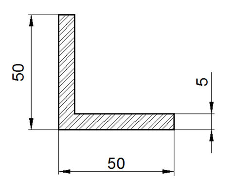 Aluminium Angle Trim 50mm for Automotive Decoration 5mm Wall Thickness