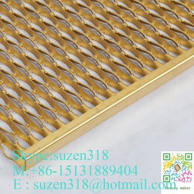 anodizing gold color aluminum metal curtain wall expanded metal mesh