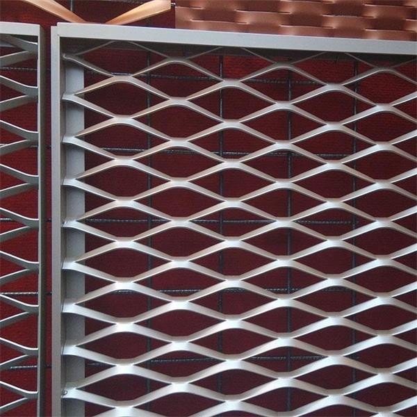decorative trapezoid shape aluminum expanded metal mesh for out wall