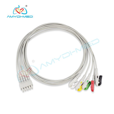 5 Leads clip ECG cable, ekg lead wires, holter recorder ecg patient leads