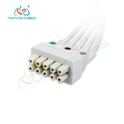5 Leads clip ECG cable, ekg lead wires, holter recorder ecg patient leads