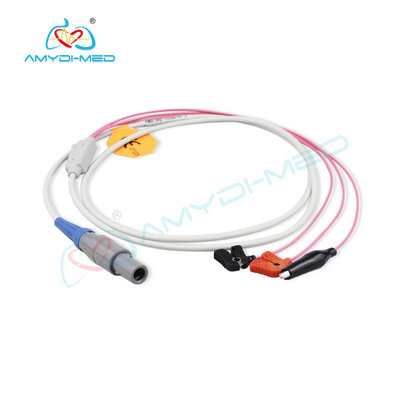 Lemo ecg cable AHA ECG 3 Lead clip wires,tpu medical ecg cable