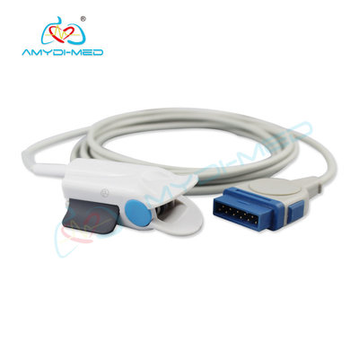 Reusable digital GE-OHMEDA 11pin ADULT spo2 sensor/probe, medical SPO2 SENSOR TPU cableISO 13485 Approved Adult Finger