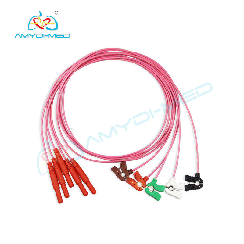 Wholesale Medical Supplies,OEM PPG 5 Leads clip holter ECG cable,IEC AHA SNAP/CLIP