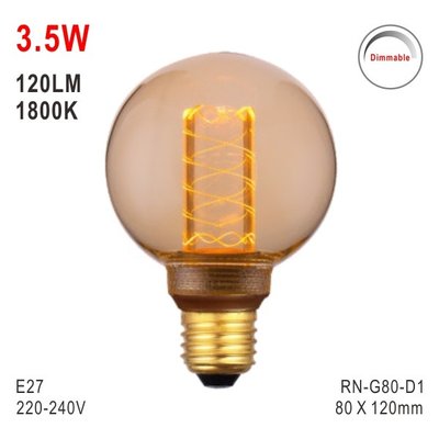 G80 Bulb, Deco Light, E27 LED Bulb, Fashionable Glass Bulb, 1800K Lamp