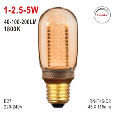 T45 Bulb, LED Deco Bulb, E27 Bulb, Fashionable Glass Bulb, Warm White LED Candle, Dimmable Bulb