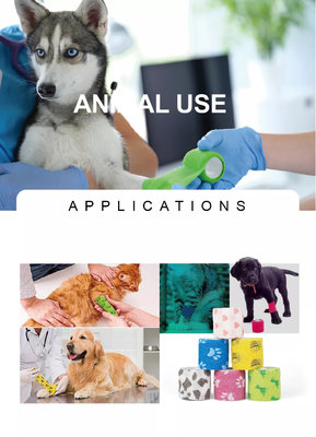 Free sample Pet wrap printed flexible fabric elastic vet wrap hoof cohesive tape veterinary bandage