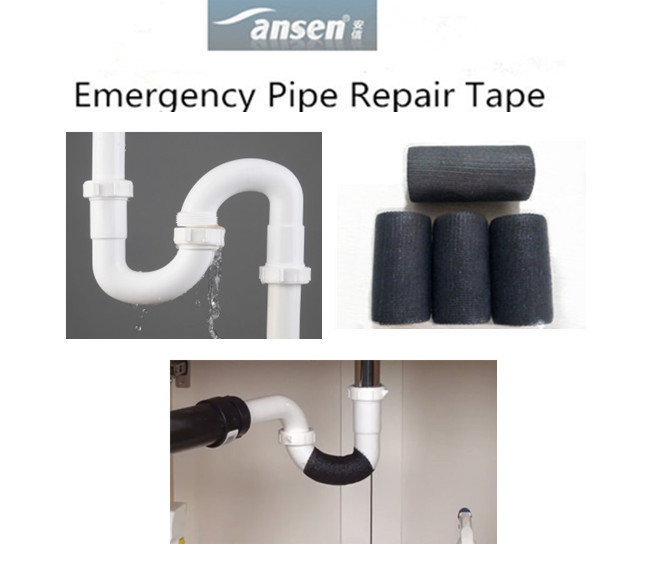 OEM Available 50mm Black Fibre Glass Ansen fix High Temperature Pipe Repair Heat Wrap Fibr