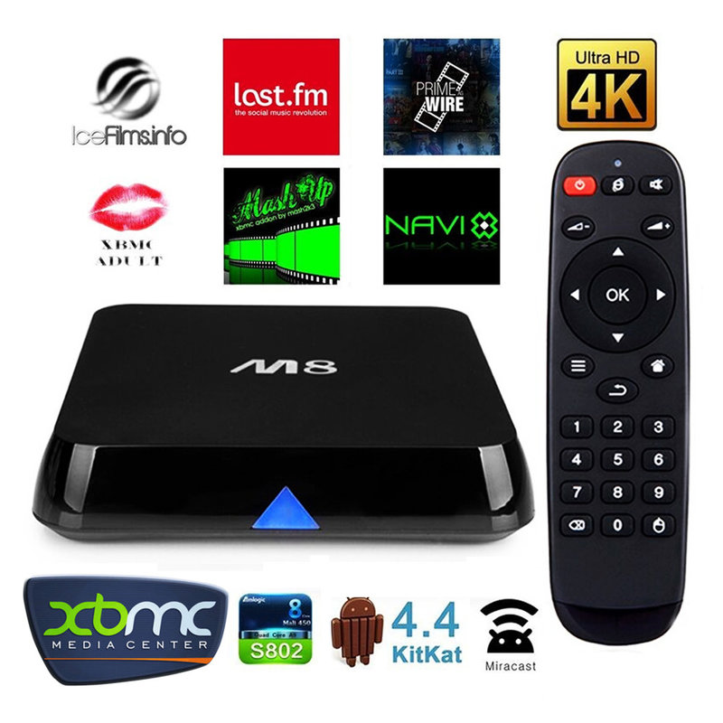 In Stock M8 Android Tv Box Amlogic AML-S802 Mali 450 8 Core GPU xbmc 1080p android box