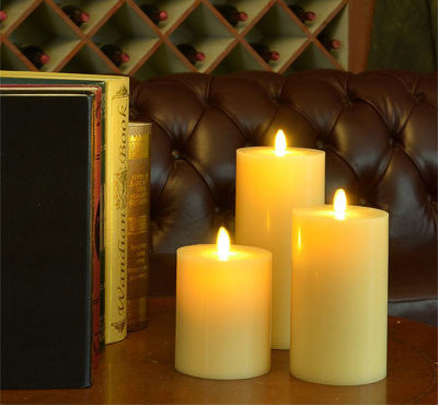Flat Top Electric Moving Wick Flameless Paraffin Wax Led Candle Light With Remote Control For Table Decoration