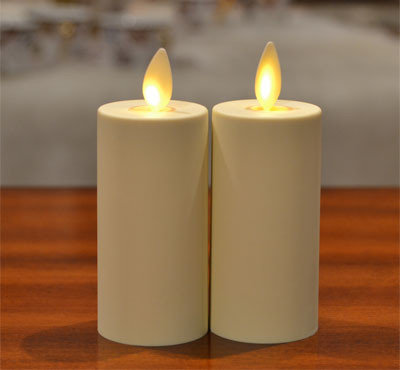 3 Inches Set Of 2 Plastic Fireless Votive Candle With Moving Flame