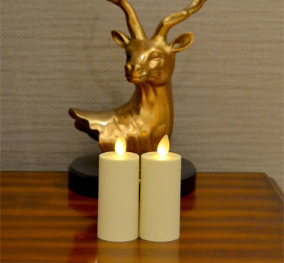 3 Inches Set Of 2 Plastic Fireless Votive Candle With Moving Flame