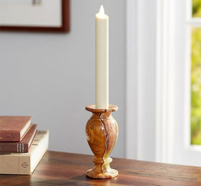 Dancing Flame Window Windproof Smokeless Ivory Wax Wedding Flameless Timer Taper Candle Set
