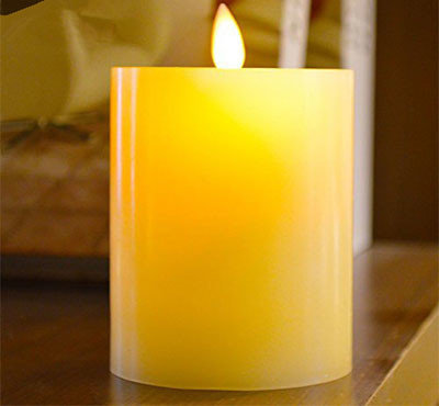 Flat Top Electric Moving Wick Flameless Paraffin Wax Led Candle Light With Remote Control For Table Decoration