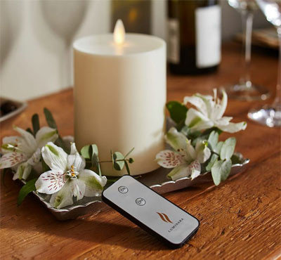 Flat Top Electric Moving Wick Flameless Paraffin Wax Led Candle Light With Remote Control For Table Decoration