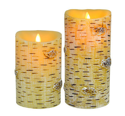 2-Key Remote Battery Operated Pillar Real Wax Scented Dancing Flame Simulation Led Artificial Tree Candle