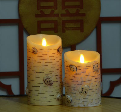 2-Key Remote Battery Operated Pillar Real Wax Scented Dancing Flame Simulation Led Artificial Tree Candle