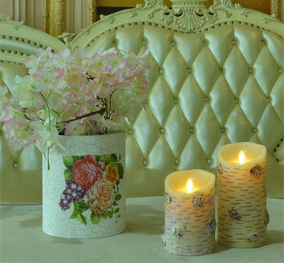 2-Key Remote Battery Operated Pillar Real Wax Scented Dancing Flame Simulation Led Artificial Tree Candle