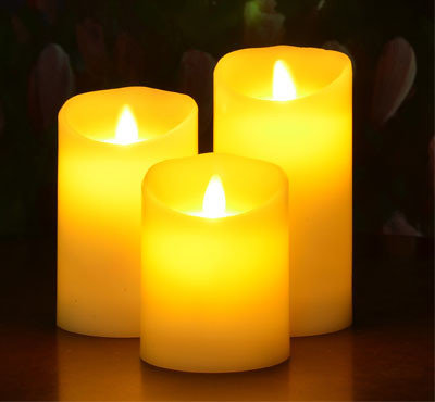 Battery Moving Flame LED Pillar Candles with Timer