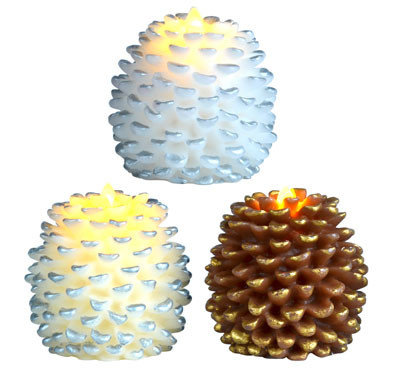 Christmas Decor Home Used Realistic Pine Cone Moving Flame Led Candle With Dancing Flicker Flame