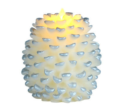 Christmas Decor Home Used Realistic Pine Cone Moving Flame Led Candle With Dancing Flicker Flame