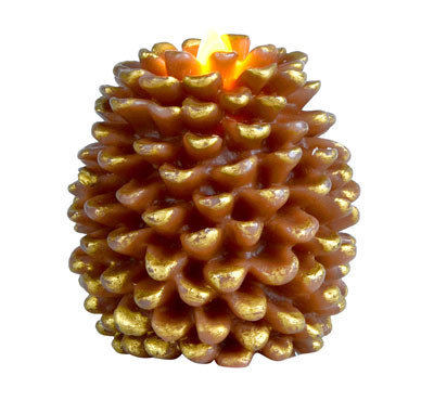 Christmas Decor Home Used Realistic Pine Cone Moving Flame Led Candle With Dancing Flicker Flame