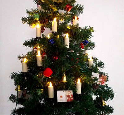 Electric Dancing Flame Pillar Flickering Christmas Tree Realistic Flameless Candle