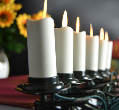 Electric Dancing Flame Pillar Flickering Christmas Tree Realistic Flameless Candle