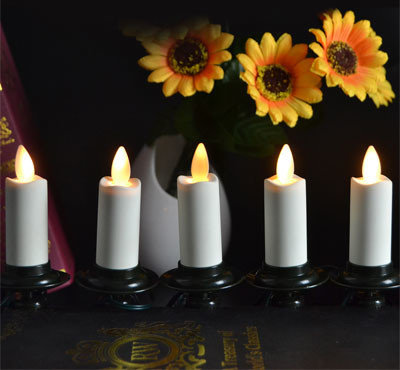 Electric Dancing Flame Pillar Flickering Christmas Tree Realistic Flameless Candle
