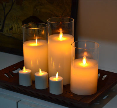 Glass Jar Moving Wick Led Candles With Popular Vanilla Scents For Wedding Table Decoration