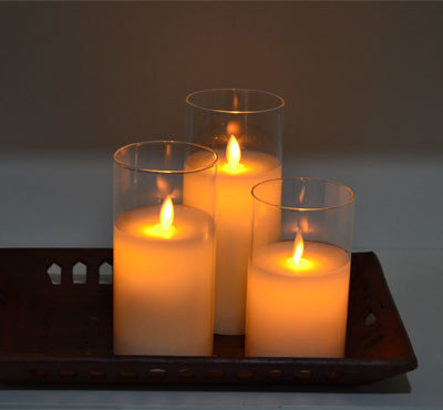 Glass Jar Moving Wick Led Candles With Popular Vanilla Scents For Wedding Table Decoration