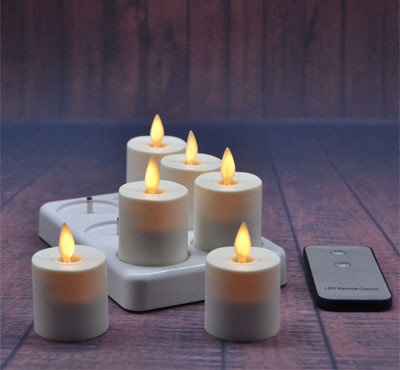 Rechargeable Moving Flame Votives Set Of 6 Tealight Candle