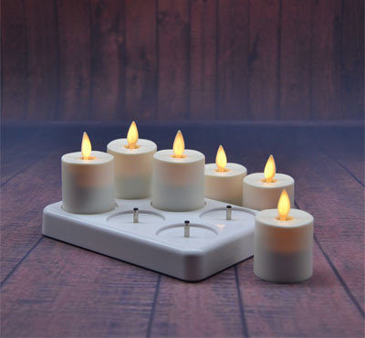 Rechargeable Moving Flame Votives Set Of 6 Tealight Candle