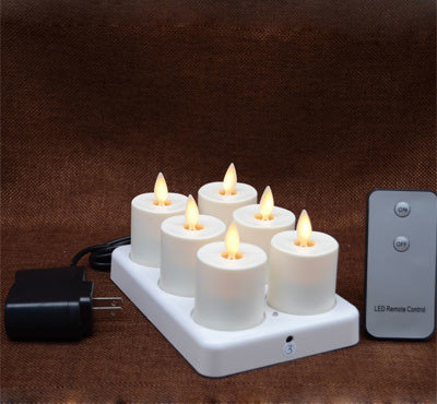 Rechargeable Moving Flame Votives Set Of 6 Tealight Candle