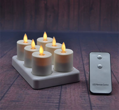 Rechargeable Moving Flame Votives Set Of 6 Tealight Candle