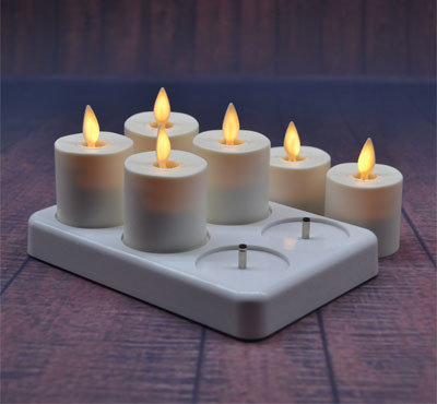 Rechargeable Moving Flame Votives Set Of 6 Tealight Candle