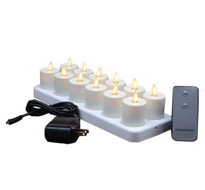 Set Of 12 Moving Wick Led Rechargeable Votives Led Tealight Candles