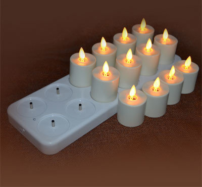 Set Of 12 Moving Wick Led Rechargeable Votives Led Tealight Candles