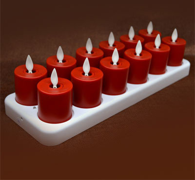 Set Of 12 Moving Wick Led Rechargeable Votives Led Tealight Candles