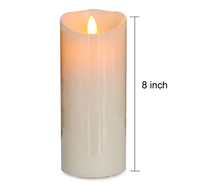 Real Wax Flameless Ivory Electric Moving Flame Led Rechargeable Pillar Candle With Timer