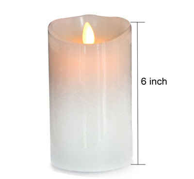 Real Wax Flameless Ivory Electric Moving Flame Led Rechargeable Pillar Candle With Timer