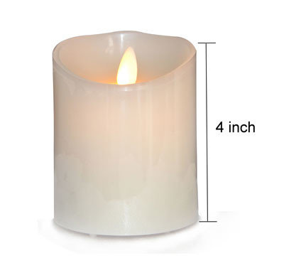 Real Wax Flameless Ivory Electric Moving Flame Led Rechargeable Pillar Candle With Timer