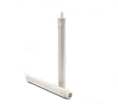 Dinner Moving Flame Warm Light 9 Inch Ivory Flameless Plastic Led Taper Candle With Dripped Tears Effect