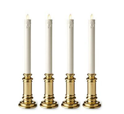 Led Moving Wick Battery Operated Taper Candles In Ivory