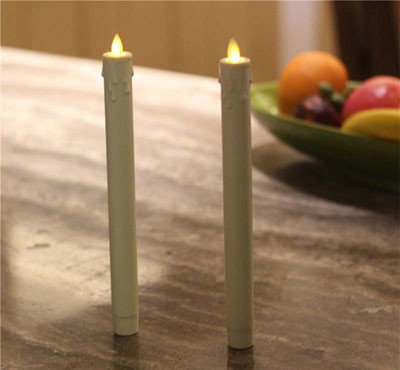 Led Moving Wick Battery Operated Taper Candles In Ivory