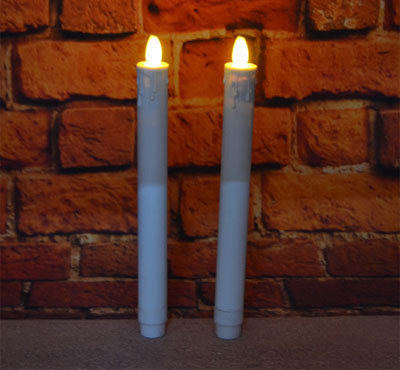 Led Moving Wick Battery Operated Taper Candles In Ivory